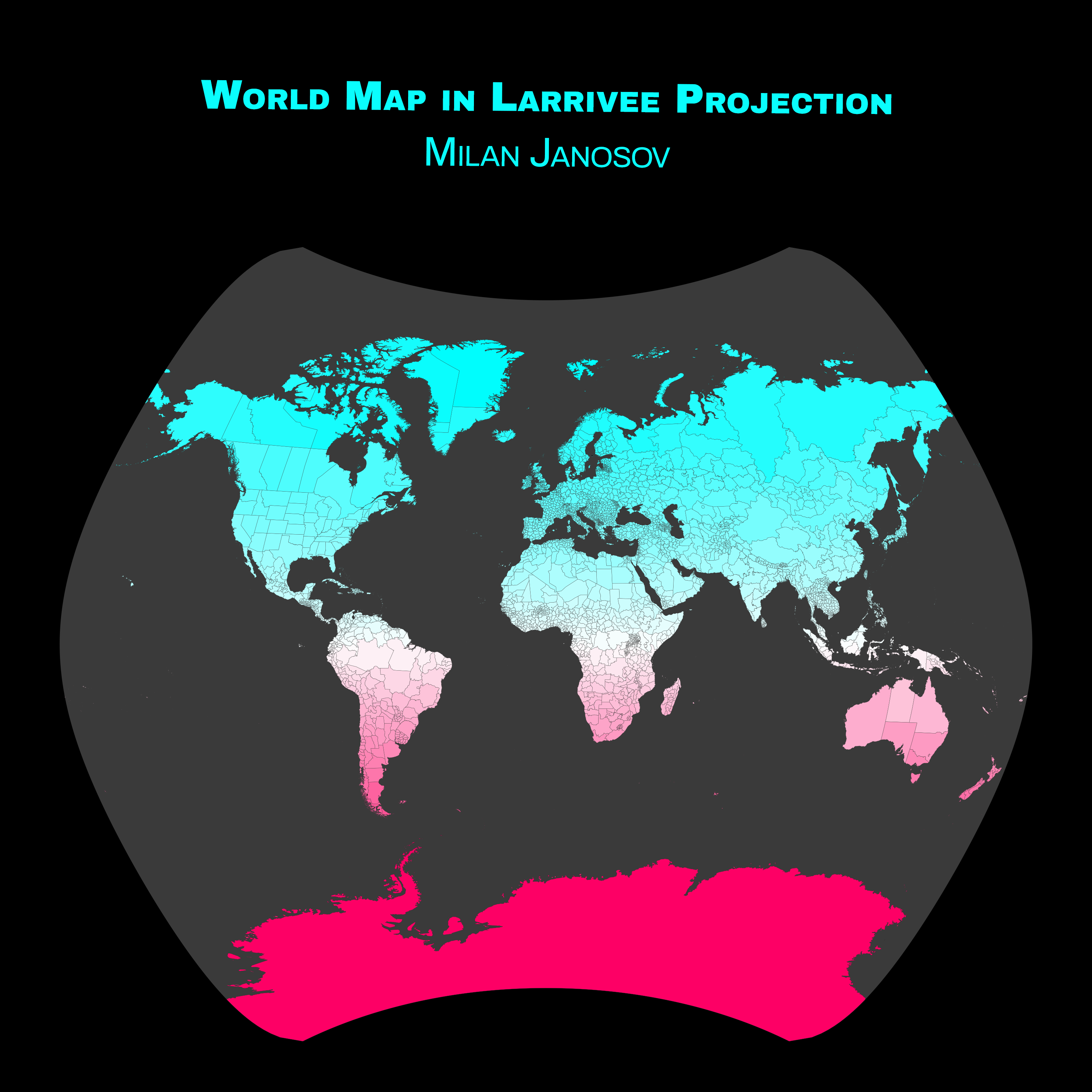 World Map in Léo Larrivée Projection · Milan Janosov, PhD